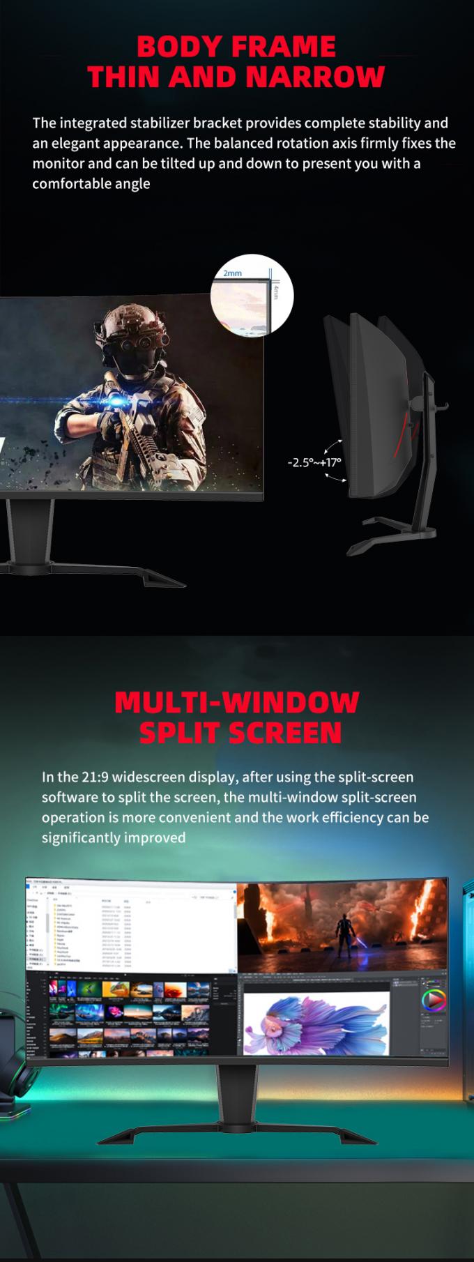 Curved 4k 144hz 34inch Gaming Desktop Monitor Super Wide 1ms Freesync